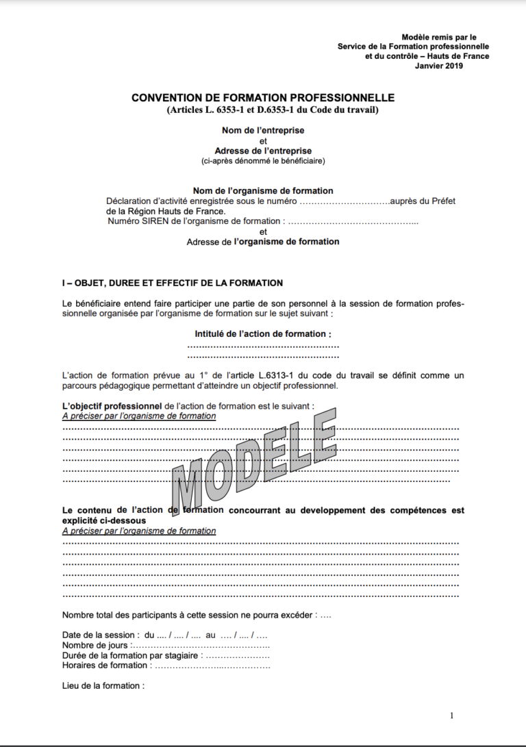 Modèle De Convention De Formation Qualiopi