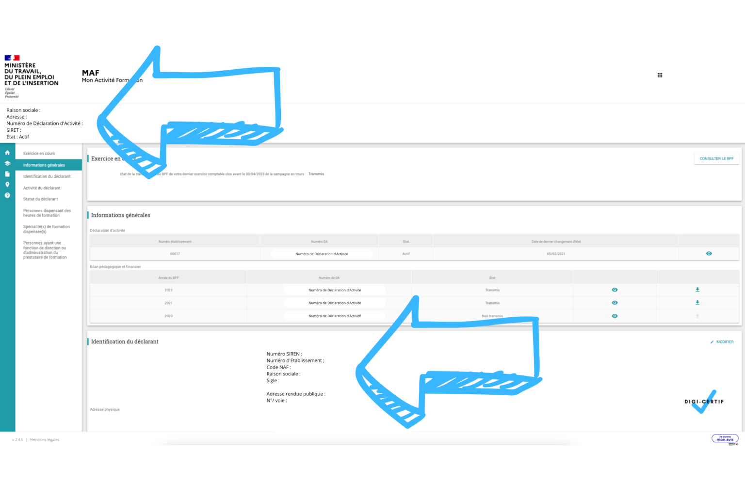 Où est comment trouver le numéro de déclaration d’activité